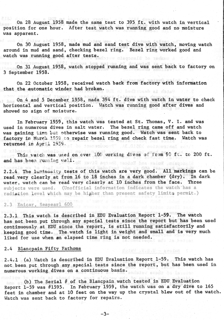 Rolex Sub 6538 Vs. Blancpain Fifty Fathoms Milspec1... Vs. Enicar ...